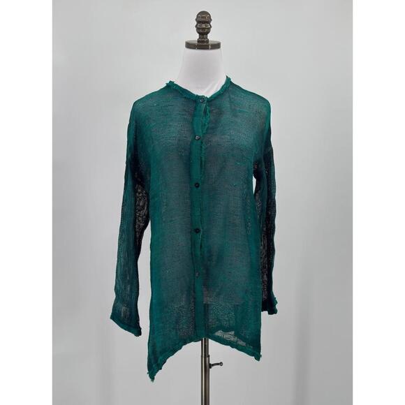 Avant Toi | Tops | Avant Toi Green Linen Cotton Button Tunic Top Sz S ...